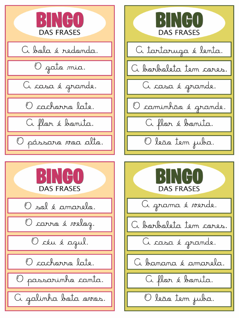 Ref. 03924 Bingo Das Frases Cursiva | PDF