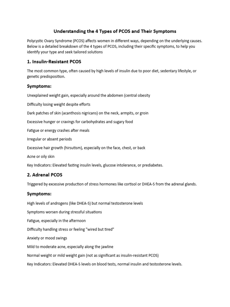 4 Types of PCOS and Their Symptoms | PDF | Polycystic Ovary Syndrome ...