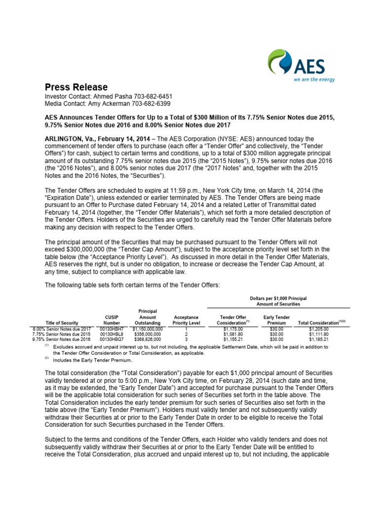 AES Corporation (The) - Resultats-Annuels 2014 | PDF | Securities ...