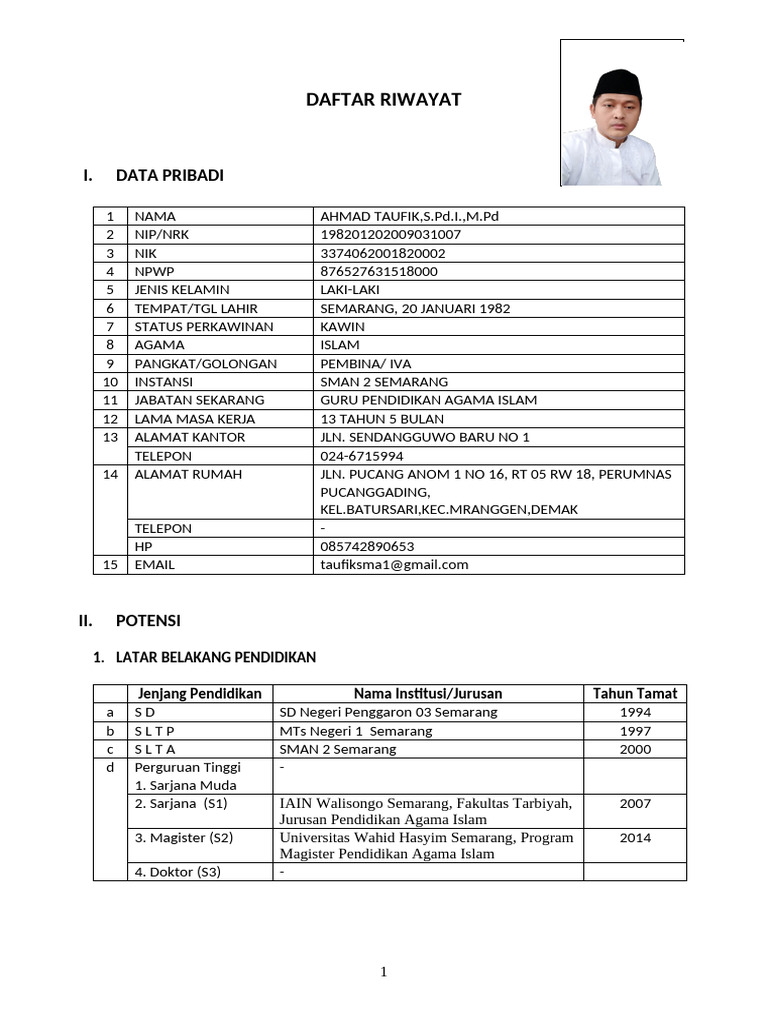 2022 CV Narasumber Ahmad Taufik, S.pd.i.,m.pd | PDF