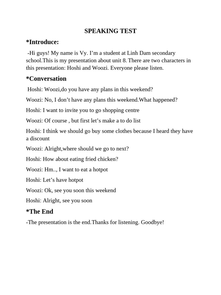 Speaking Test | PDF
