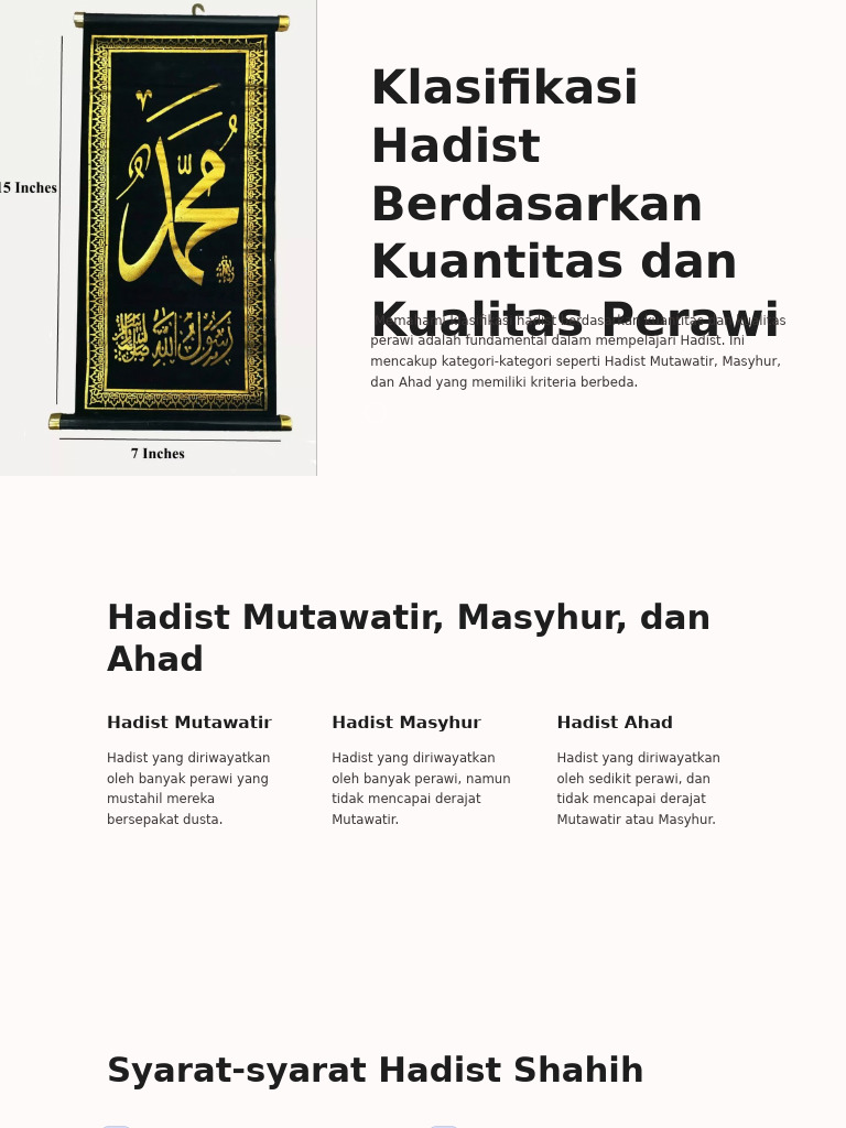 Klasifikasi Hadist Berdasarkan Kuantitas Dan Kualitas Perawi | PDF