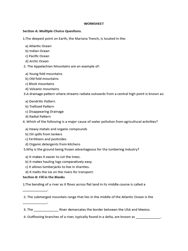 Class 6 Worksheet | PDF