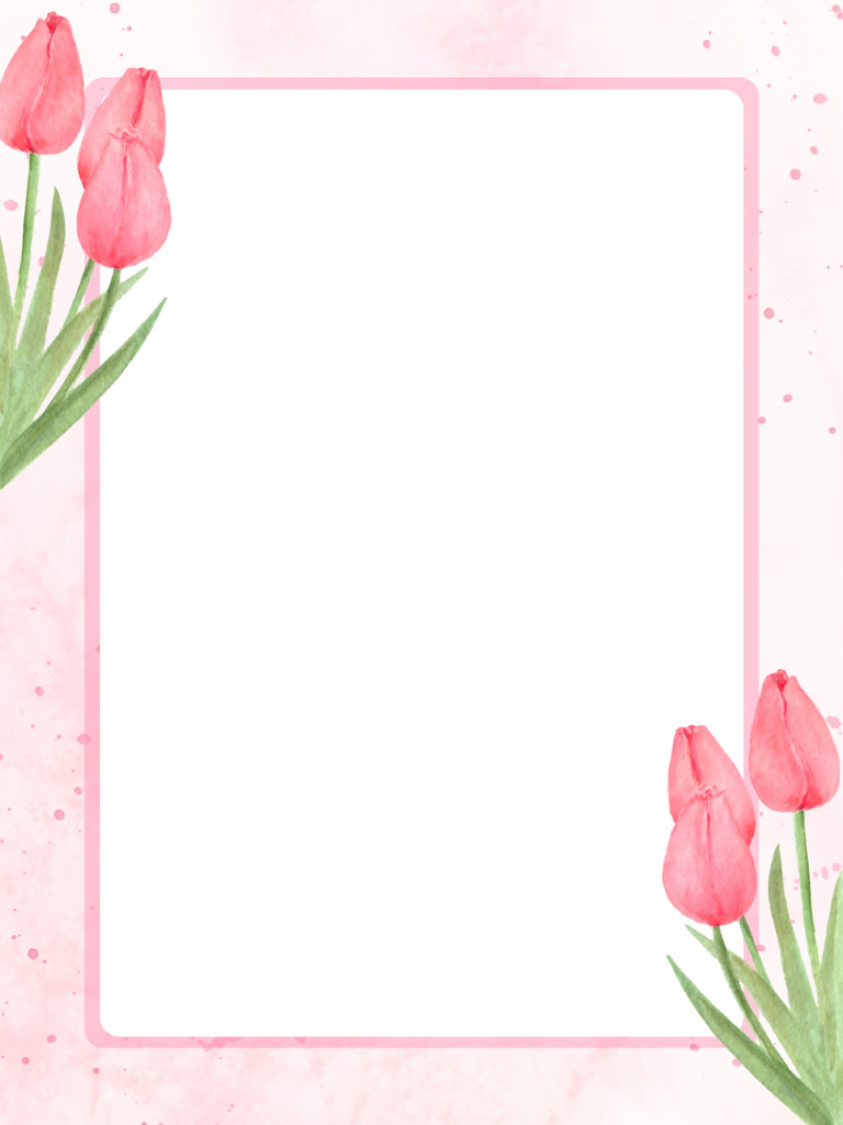 Pink Floral Watercolor Page Border A4 Document | PDF