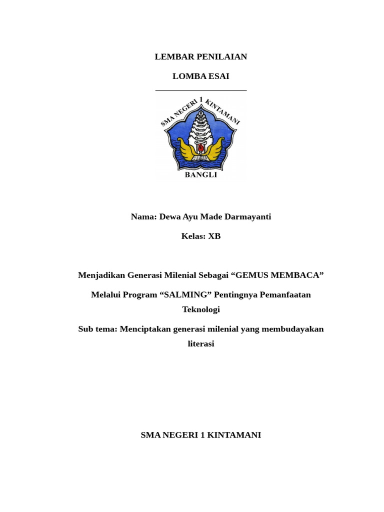 Dewa Ayu Made Darmayanti - XB - Gemus Membaca | PDF