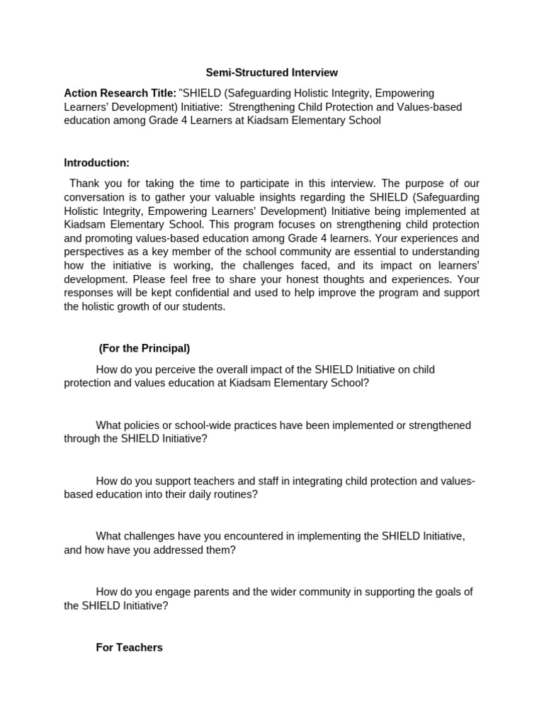 Semi Structured Interveiw | PDF | Learning | Behavioural Sciences