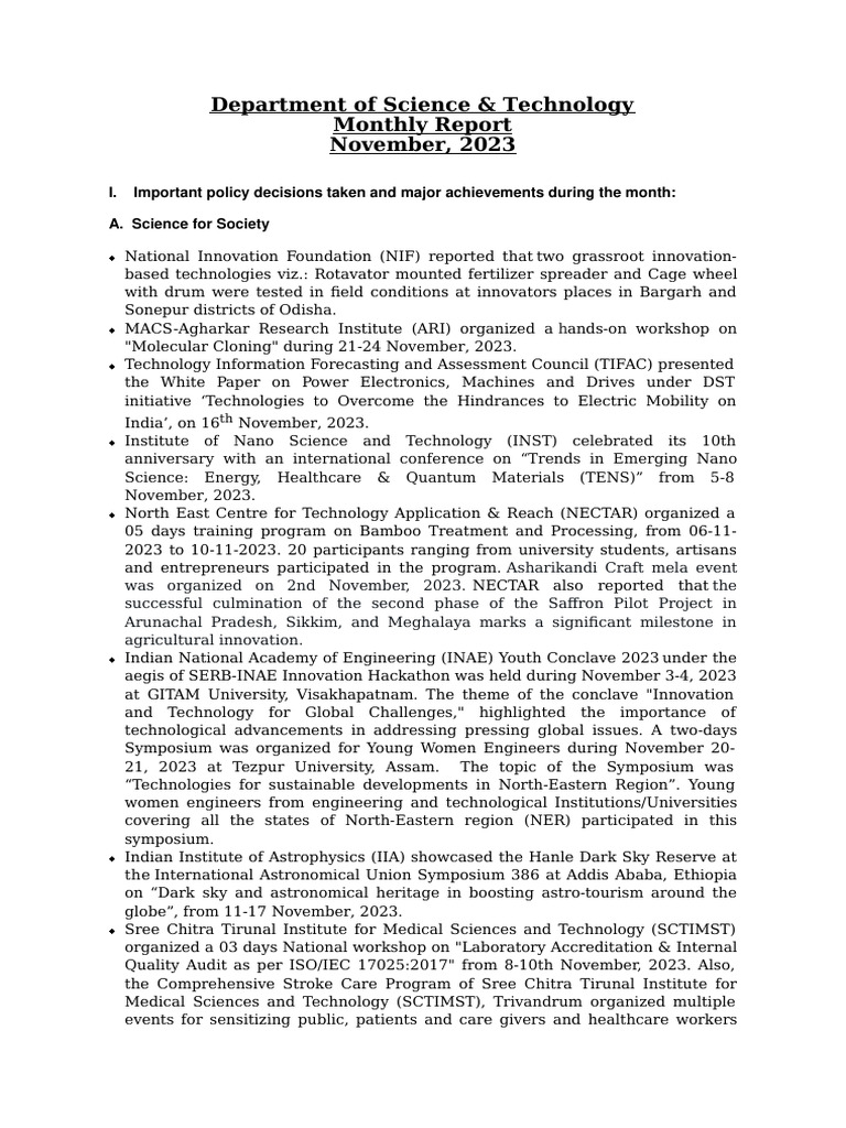 Monthly Summary November 2023 | PDF | Liquid Crystal