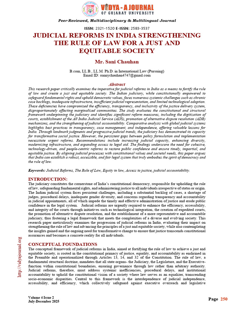 Judicial Reforms in India 2025 | PDF | Rule Of Law | Alternative ...