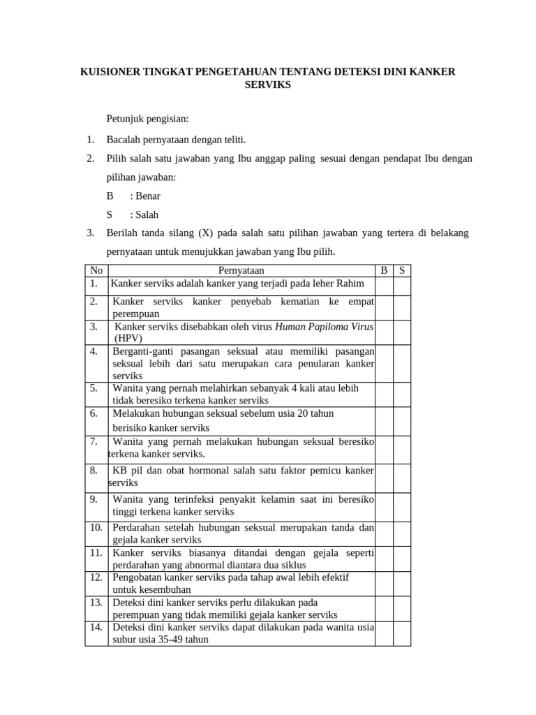 KUISIONER PROPOSAL SKRIPSI RATNA | PDF