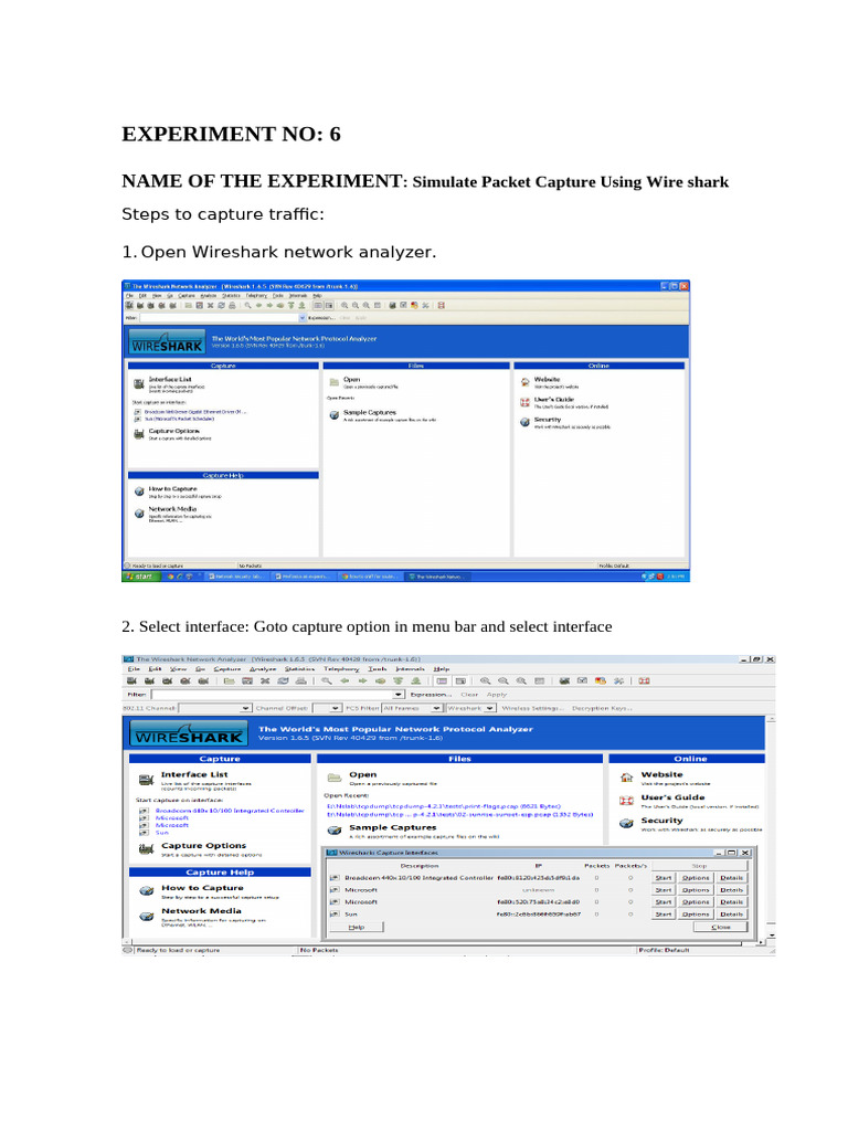 CN Program 6 Simulate Packet Capture Using Wire Shark | PDF