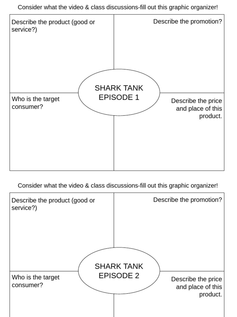 Shark Tank Graphic Organizer | PDF