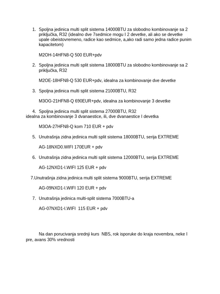 Ponuda Multisplit | PDF