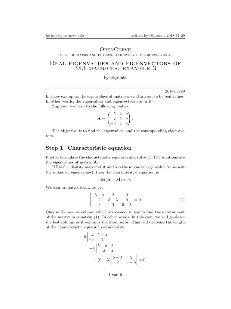 Real Eigenvalues and Eigenvectors of 3x3 Matrices Example 3 GB | PDF | Eigenvalues And ...