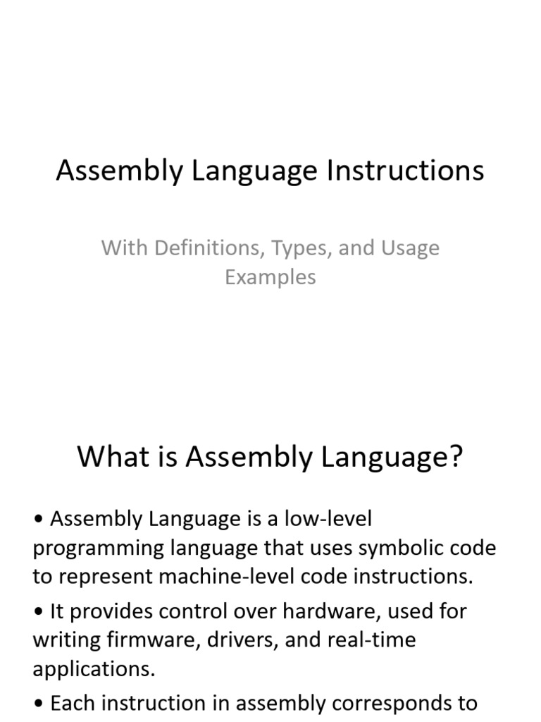 Assembly Complete Instructions | PDF | Assembly Language | Multiplication
