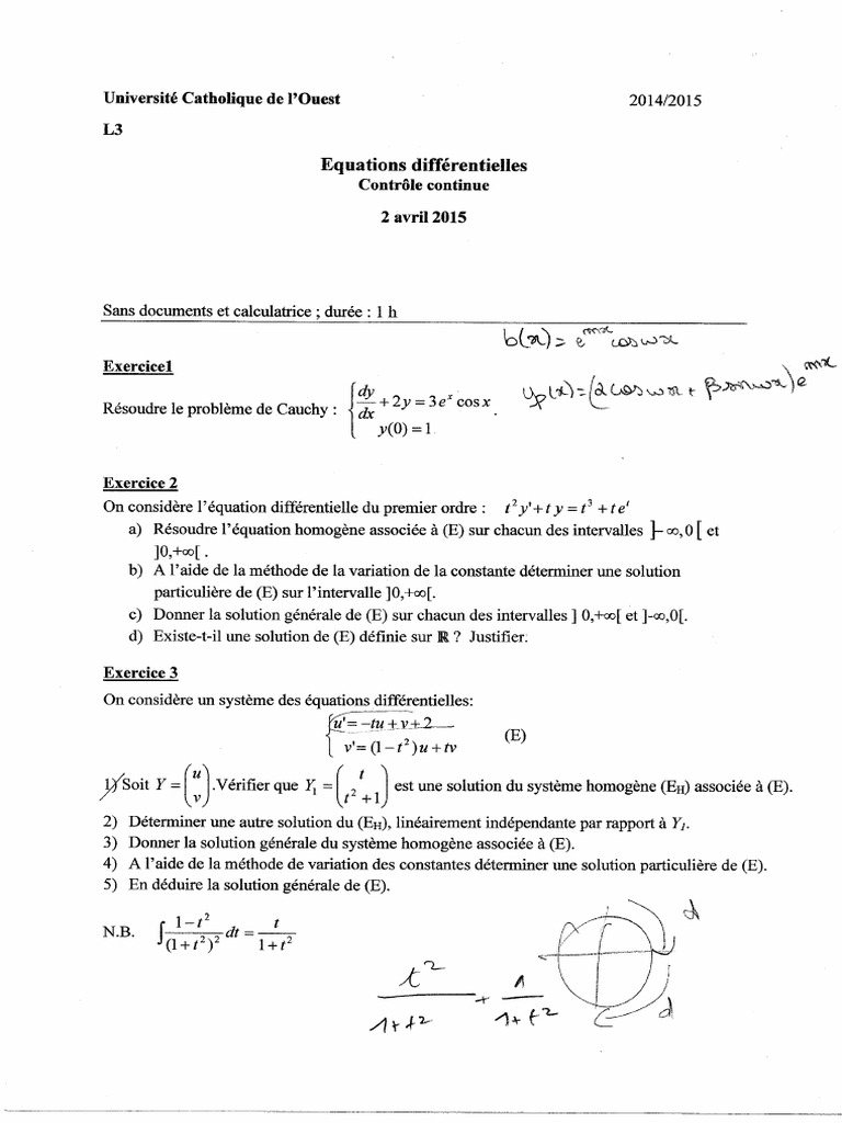 Équa Diff Mars 2015 | PDF