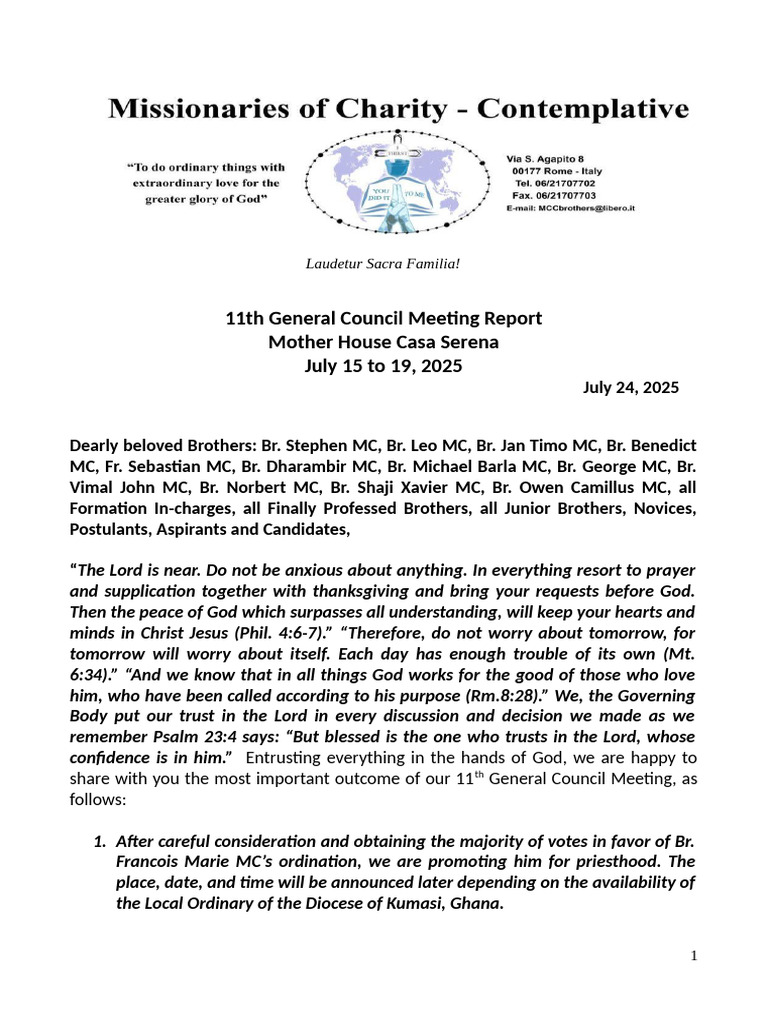 11th General Council Meeting Outcomes | PDF
