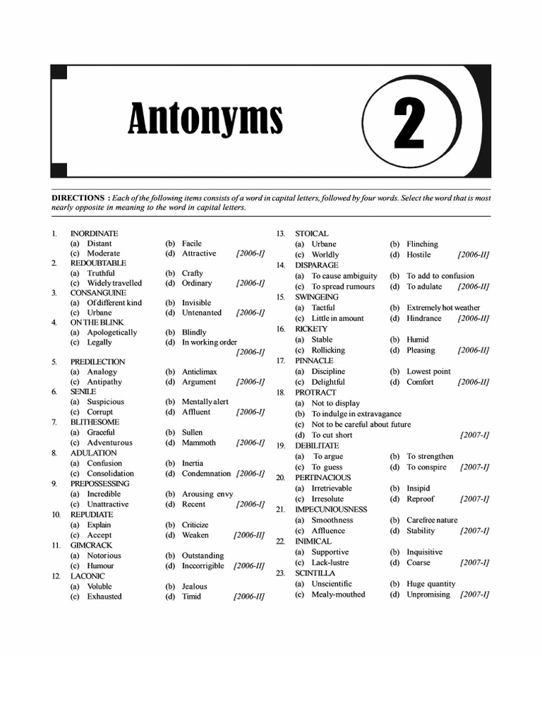NDA NA 14 Years English Antonymspdf | PDF