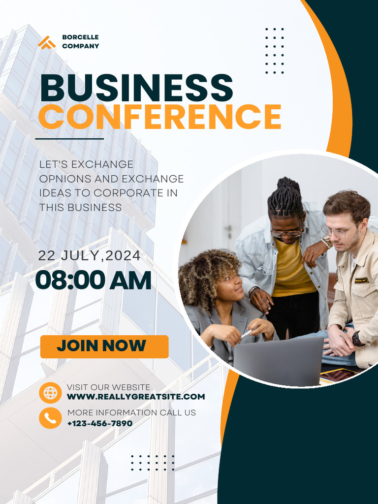 Dark Green and Orange Professional Business Conference Poster | PDF