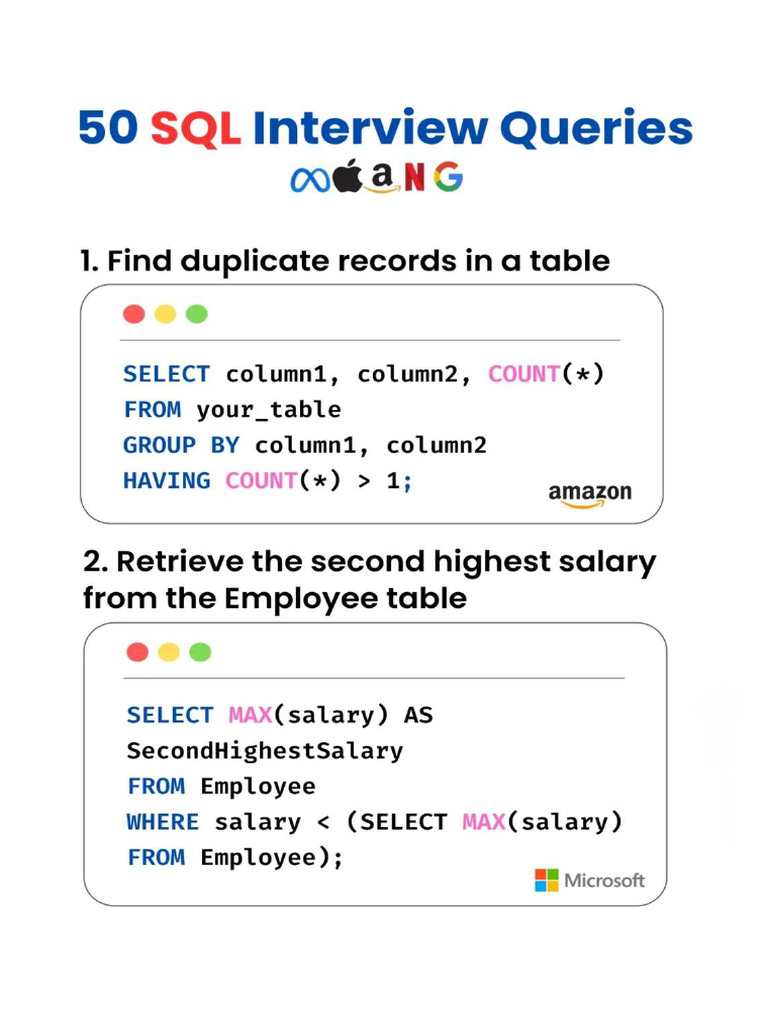 50 SQL Interview Q & A For Product Base Big 4 Companies | PDF