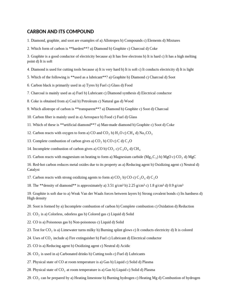 Carbon and Its Compound | PDF | Carbon | Carbon Dioxide