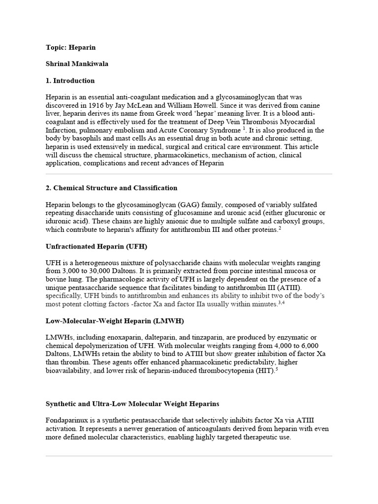 Heparin thesis | PDF | Clinical Medicine | Drugs