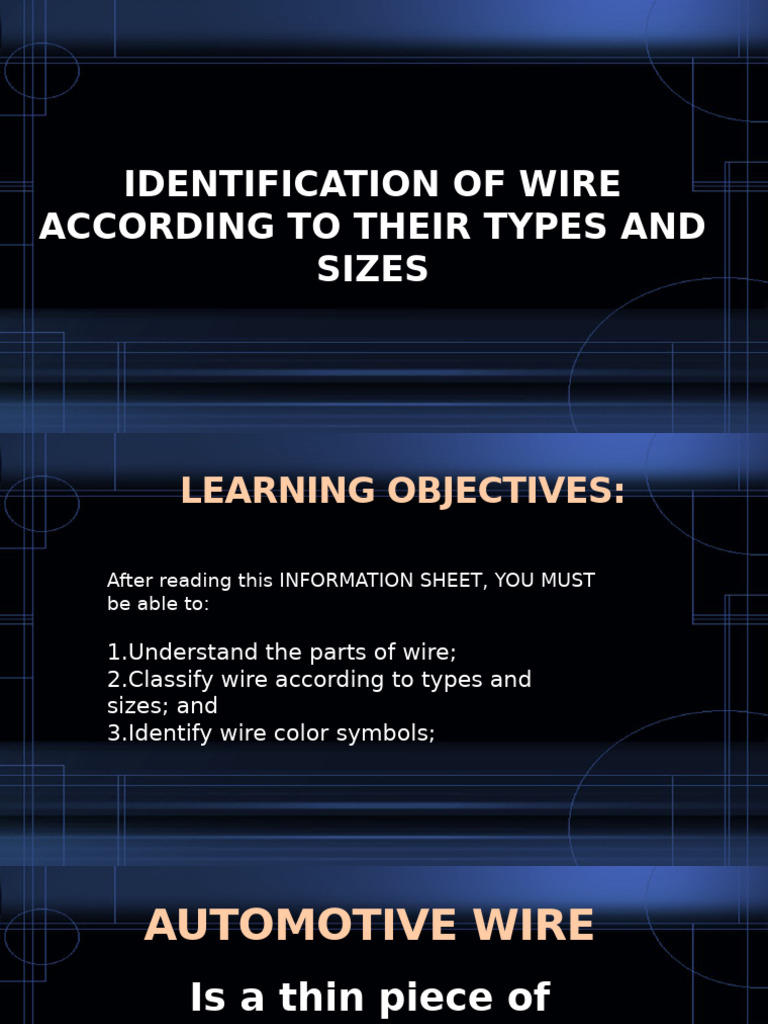 Wire Types and Sizes Identification Guide | PDF