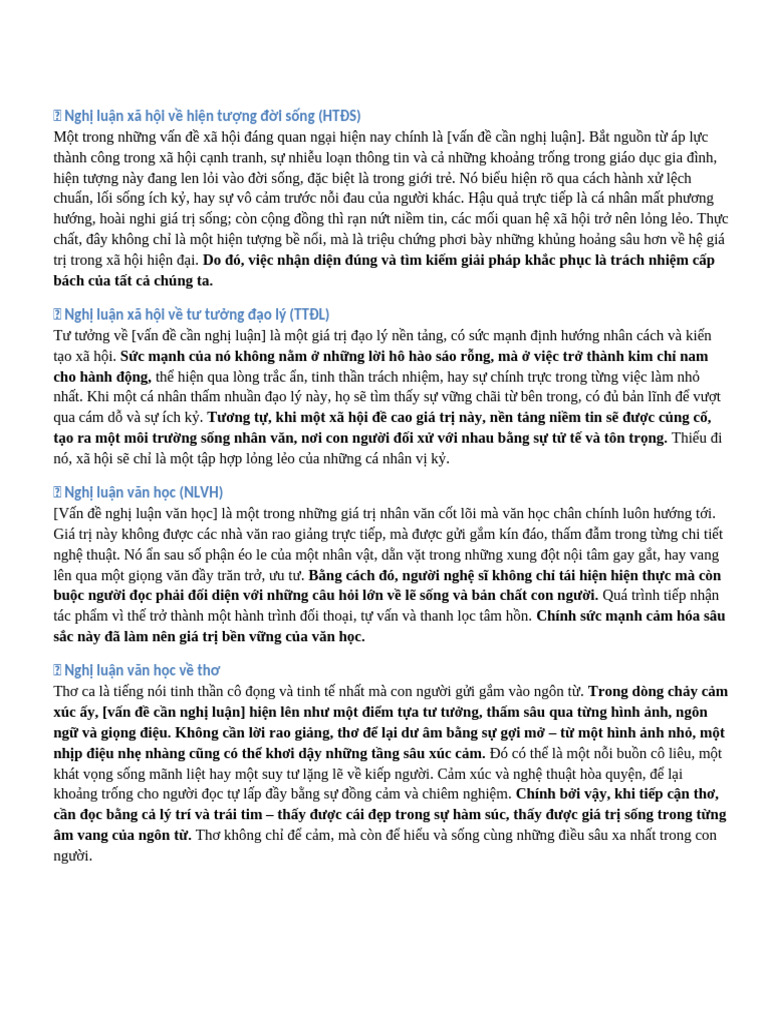 Cac Doan Van Nghi Luan 200 Chu | PDF