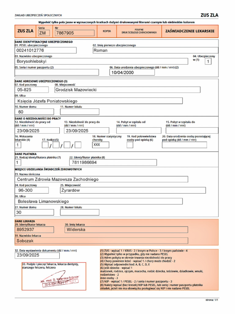 ZUS Zla | PDF