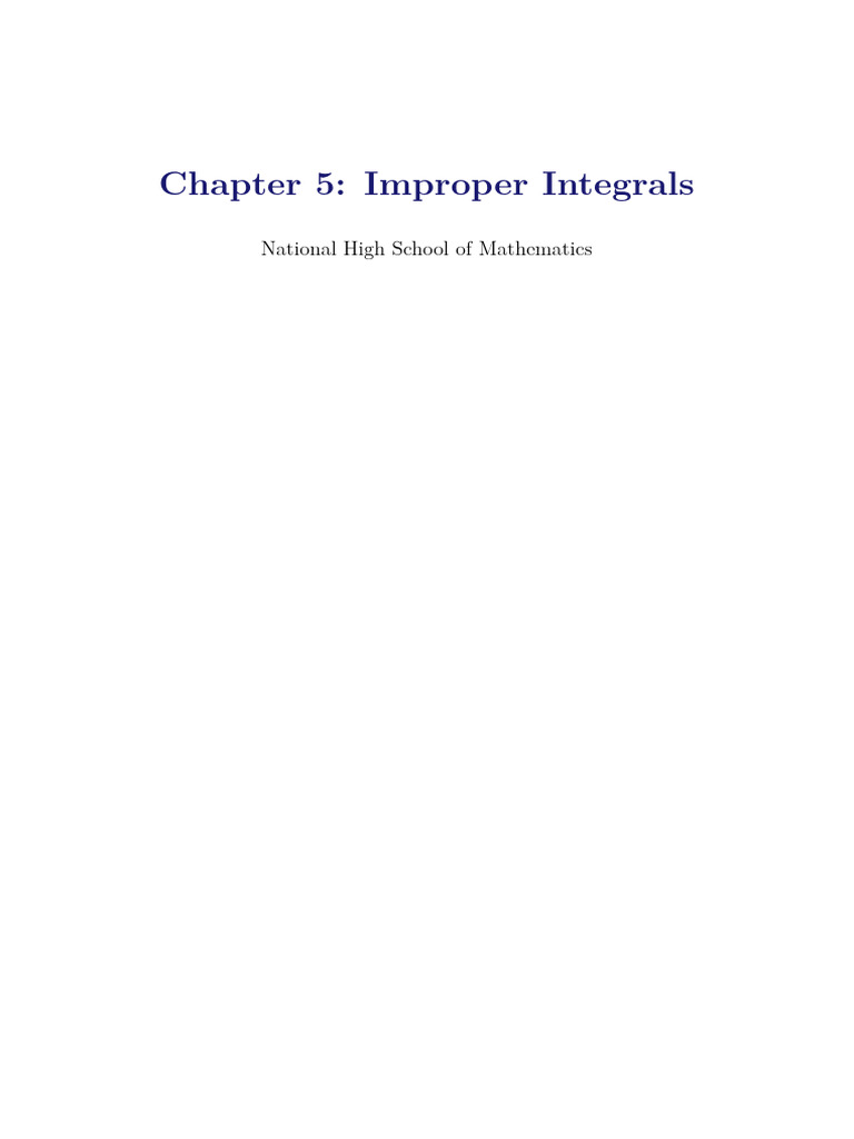 Chapter 5 Improper Integral | PDF | Integral | Mathematical Relations
