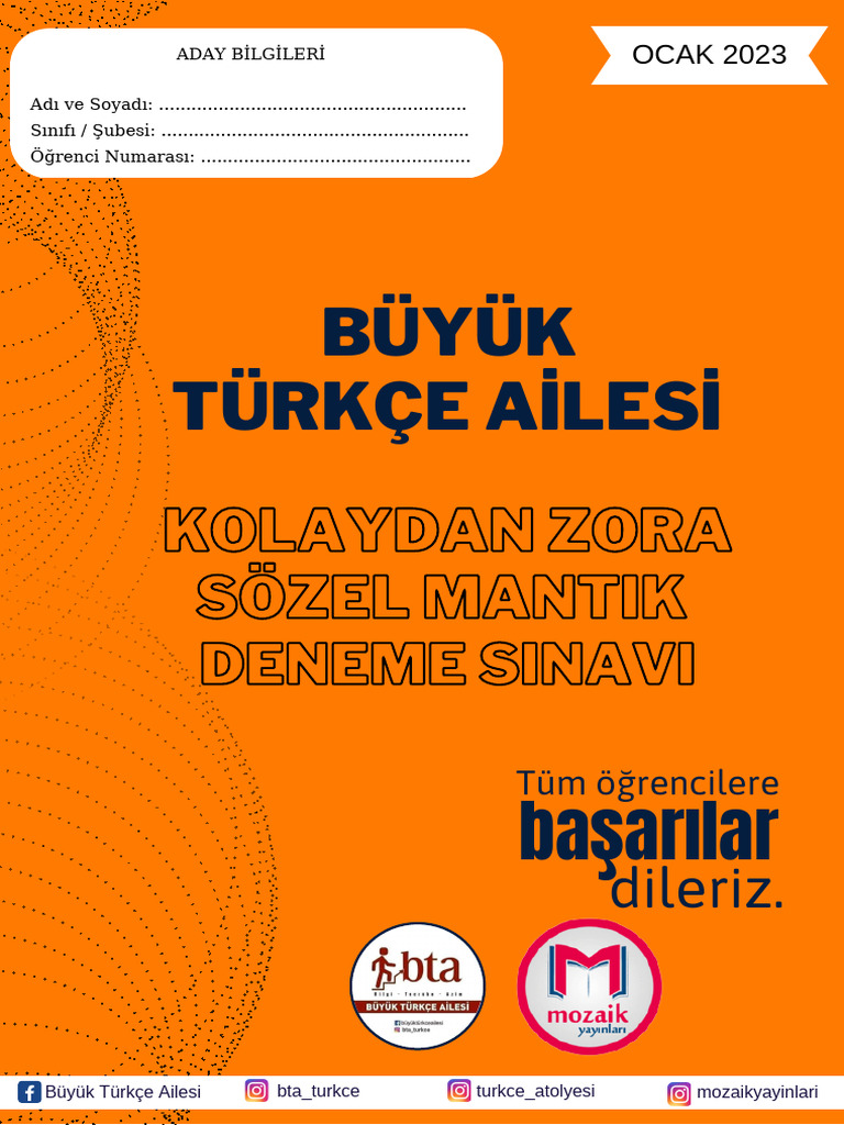 Sözel Mantik Denemesi̇ - Kolaydan Zora | PDF