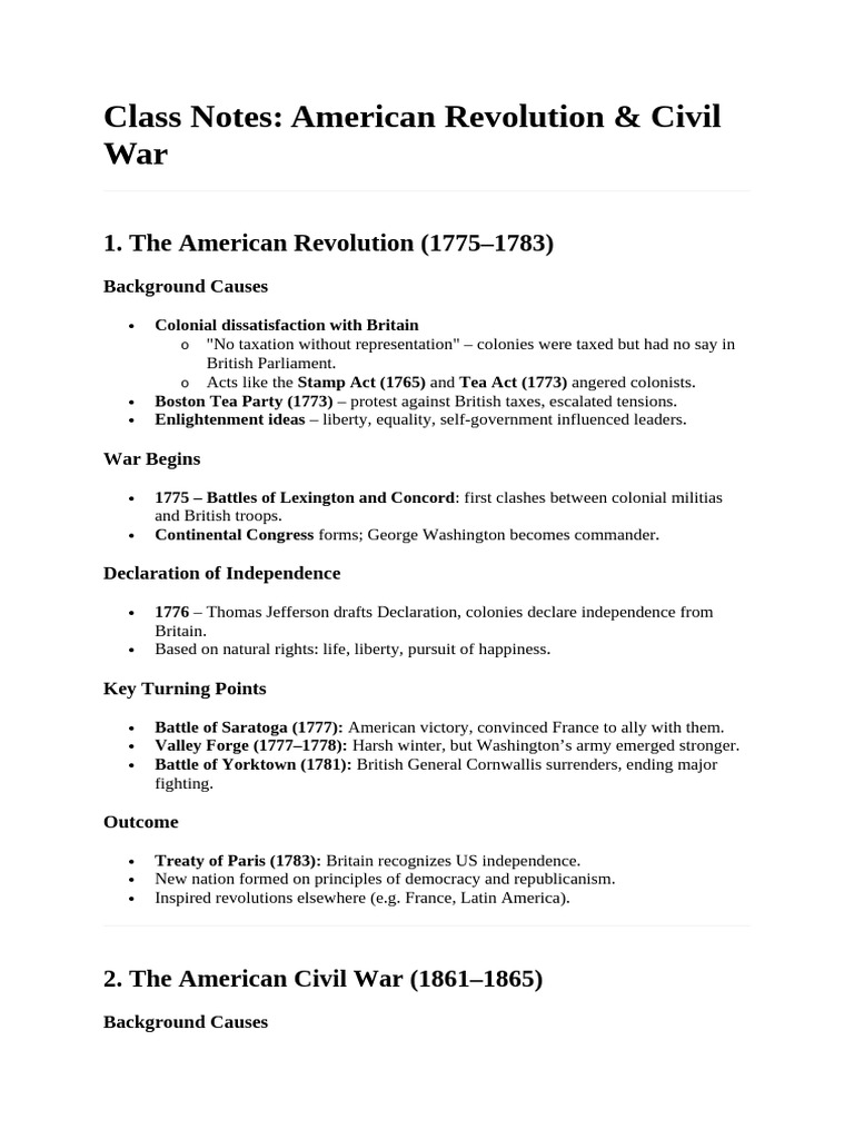 American Revolution & Civil War | PDF | American Revolution | American ...