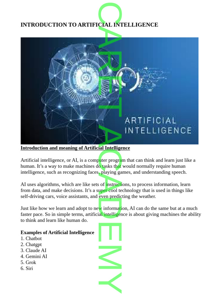 AI Introduction for Primary 6 Students | PDF