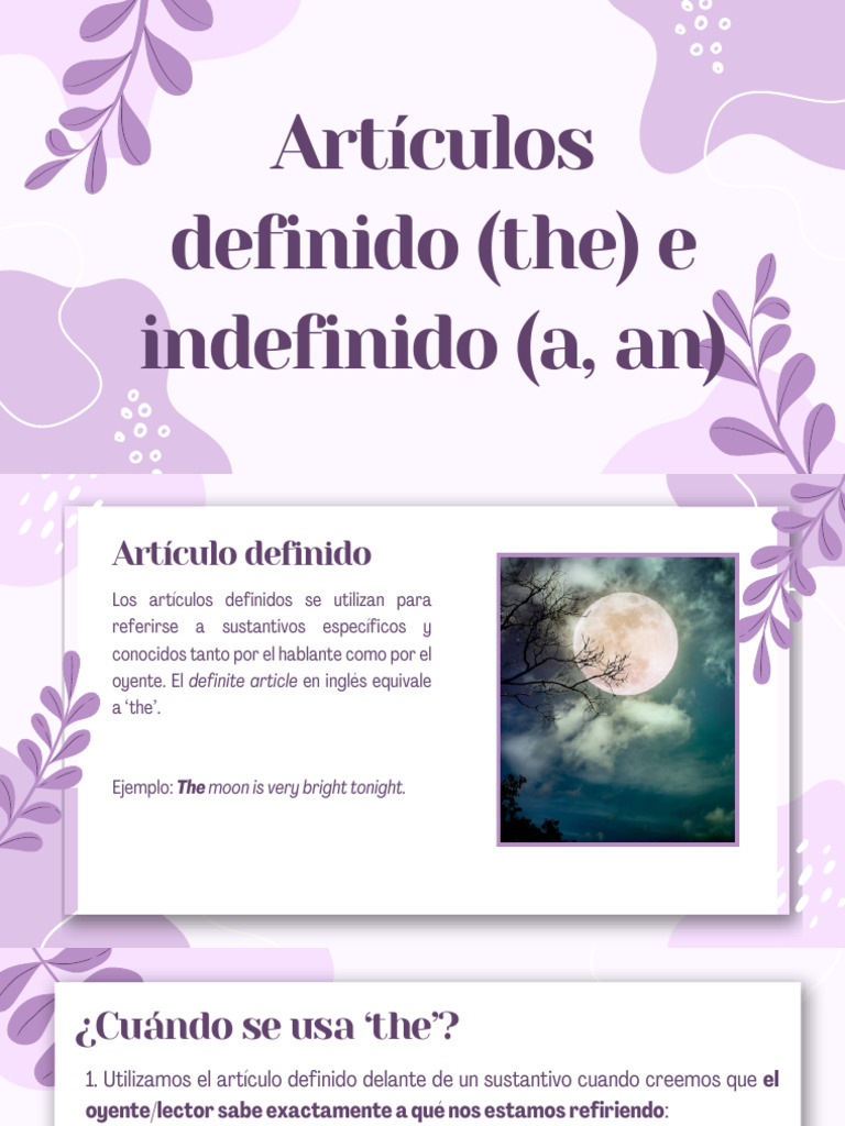 Artículos Definido e Indefinido | PDF | Gramática | Tipología Lingüística
