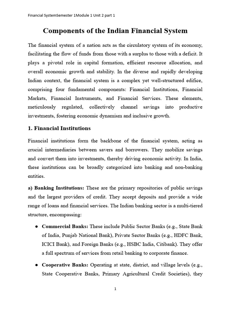 1 - 2 - 1 - Components of The Indian Financial System | PDF | Money ...
