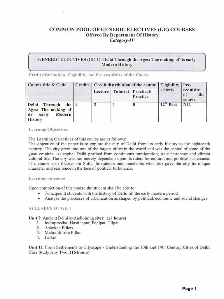 Common Pool of Generic Elective (GE) Courses (1) - 1-5 | PDF | Science ...
