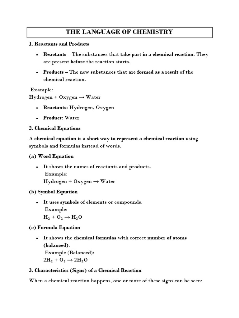 Class 7 Icse Chemistry (The Language of Chemistry) Notes | PDF ...