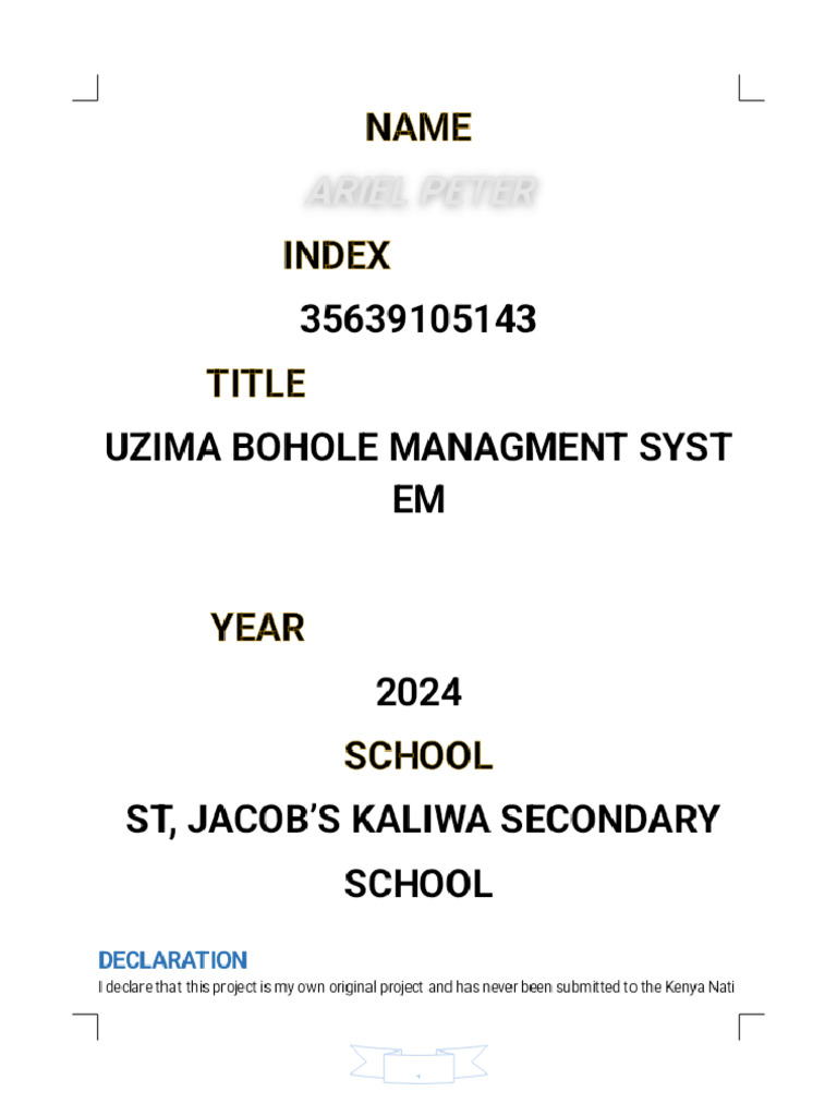 Uzima Borehole Management System - Phoenix | PDF
