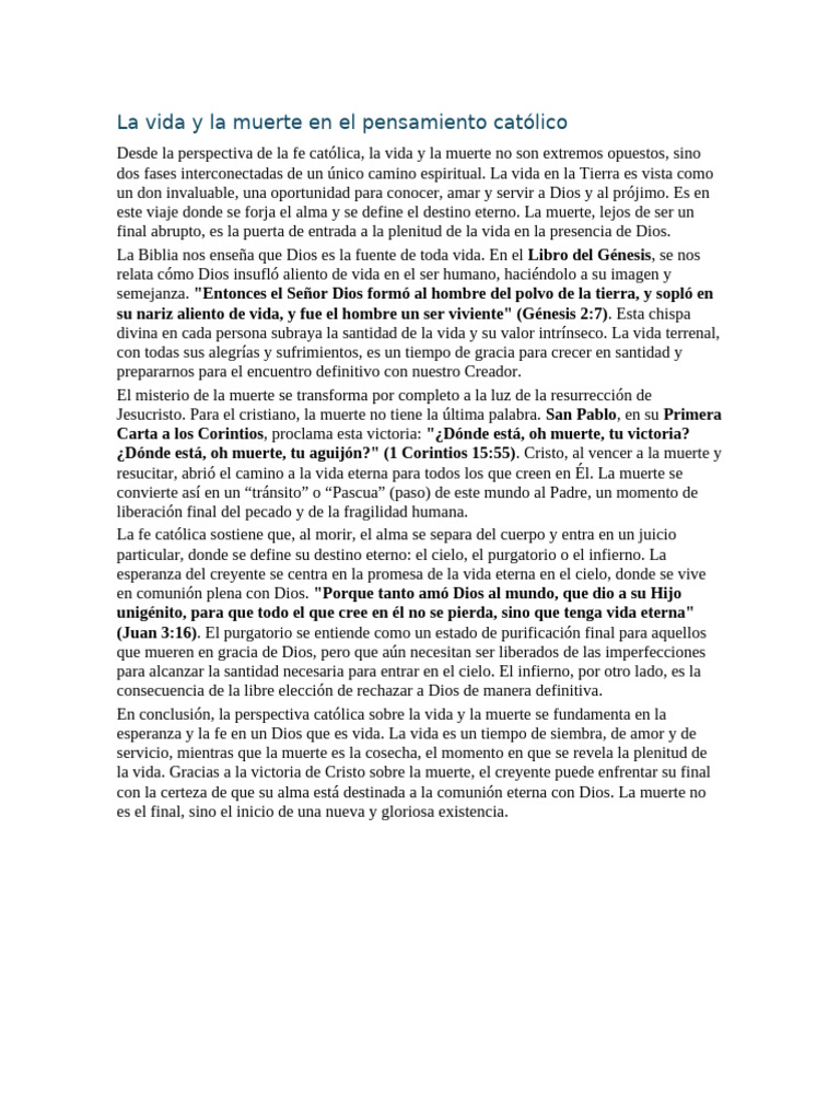 Vida y muerte en el catolicismo | PDF | Muerte | Purgatorio