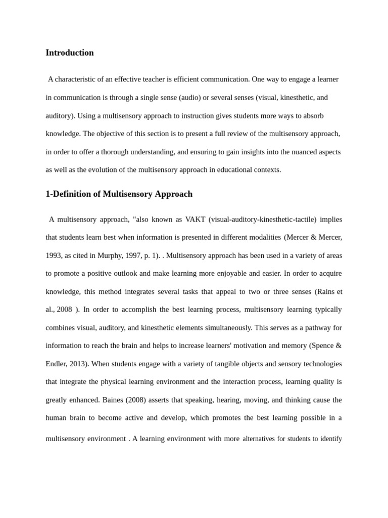 Section3 Multisensory Approach | PDF | Learning | Cognition