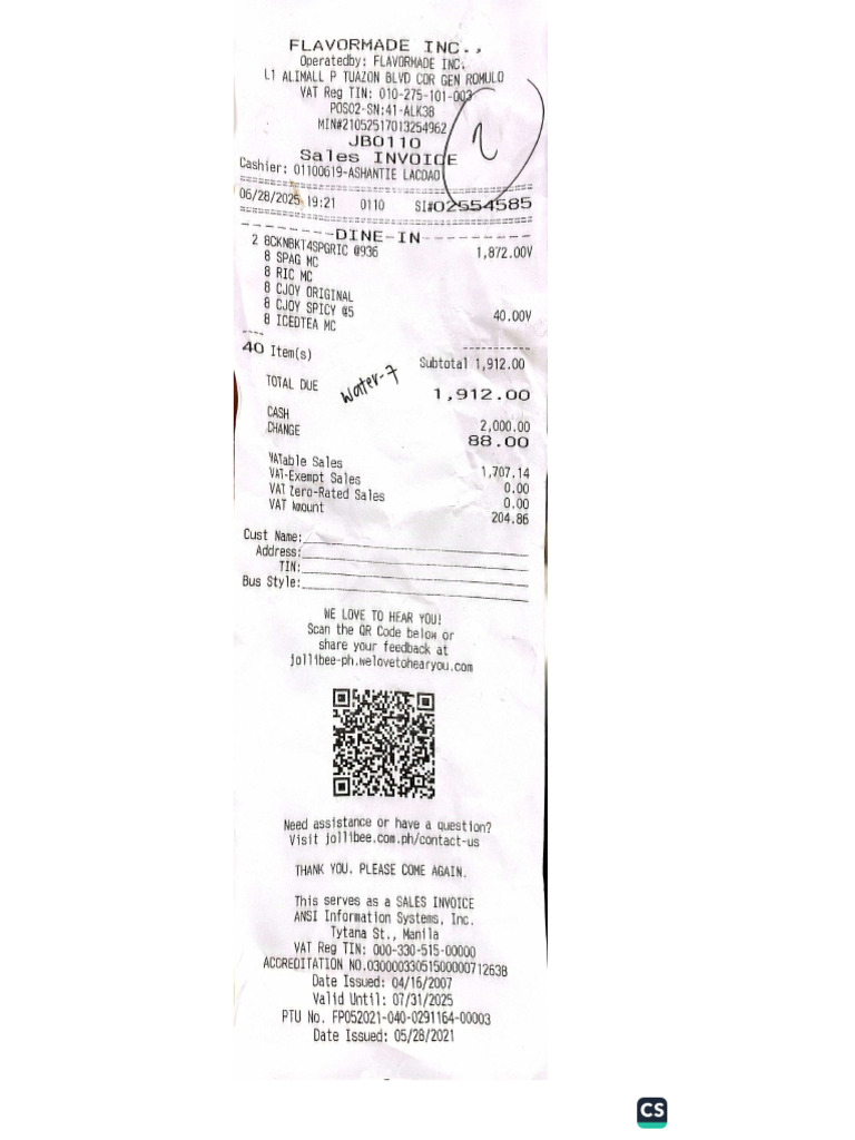September Receipts | PDF