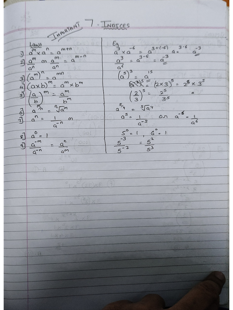 Indices Class 9 ICSE - EX 7A - Selina Publication | PDF