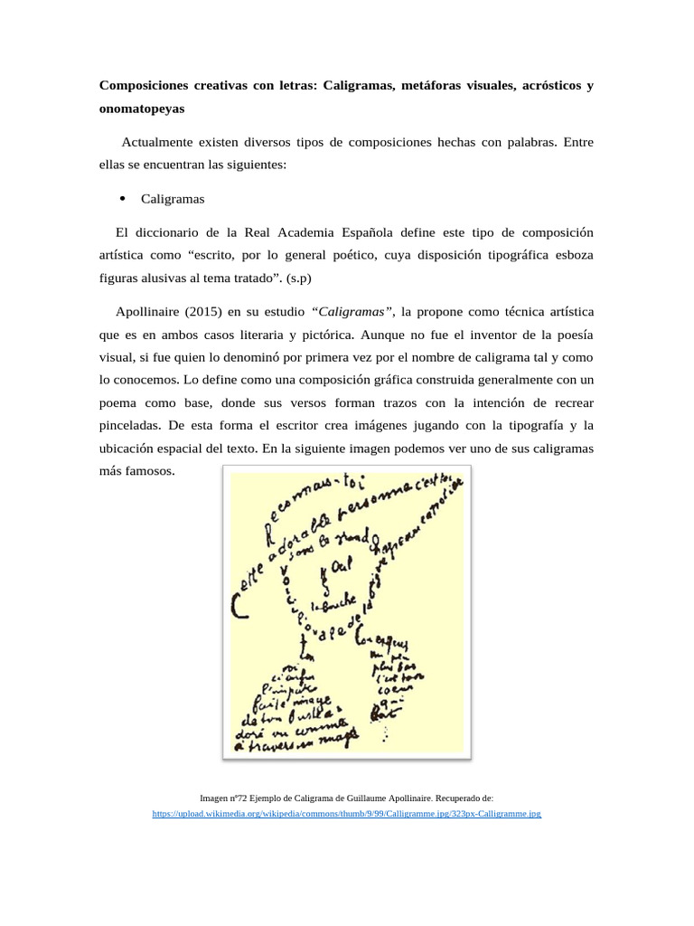 Composiciones creativas: Caligramas y metáforas | PDF | Metáfora | Poesía