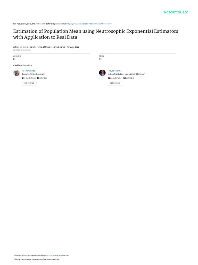 Estimation of Population Mean using Neutrosophic Exponential Estimators with Application to Real ...
