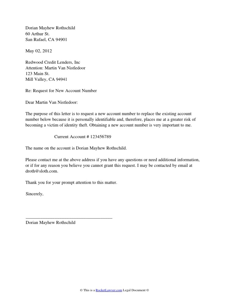 Request New Account Number | PDF