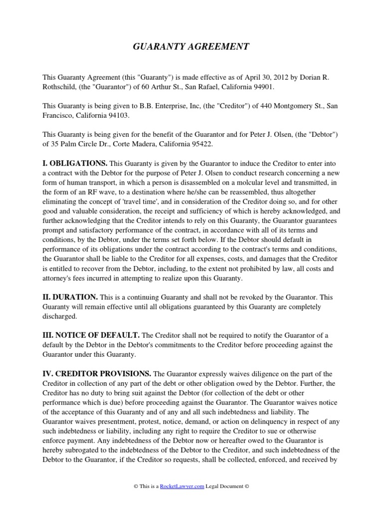Guaranty Agreement | PDF