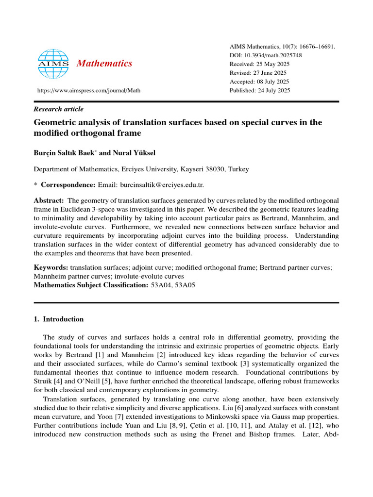 Geometric Analysis of Translation Surfaces | PDF | Curvature | Geometry
