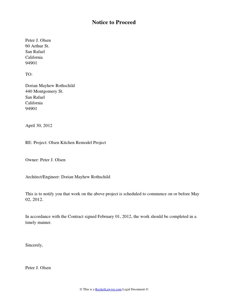 Notice To Proceed | PDF