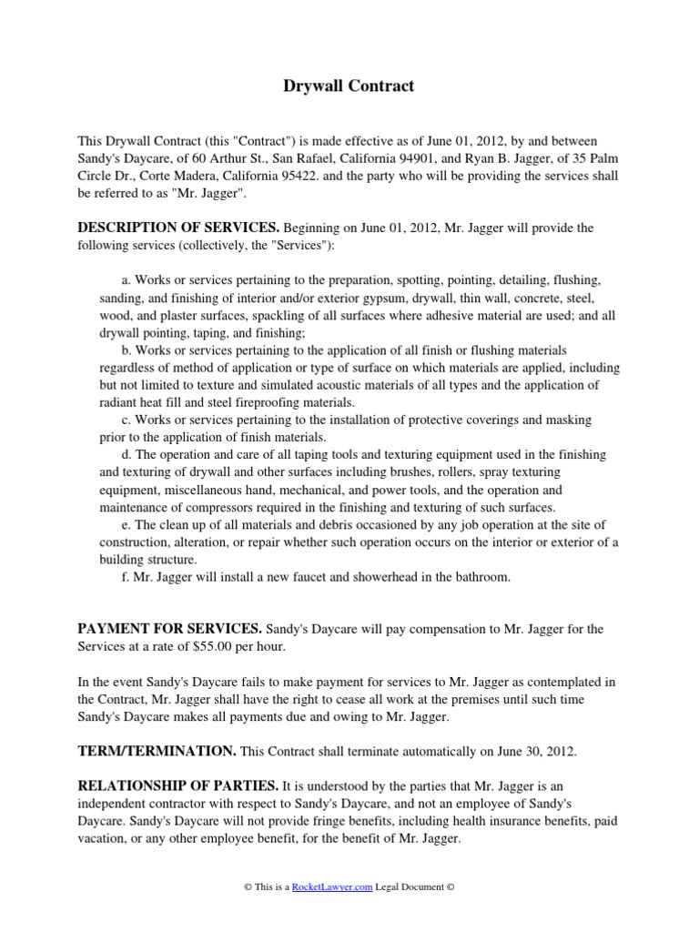 Drywall Contract | PDF | Arbitration | Civil Law (Legal System)