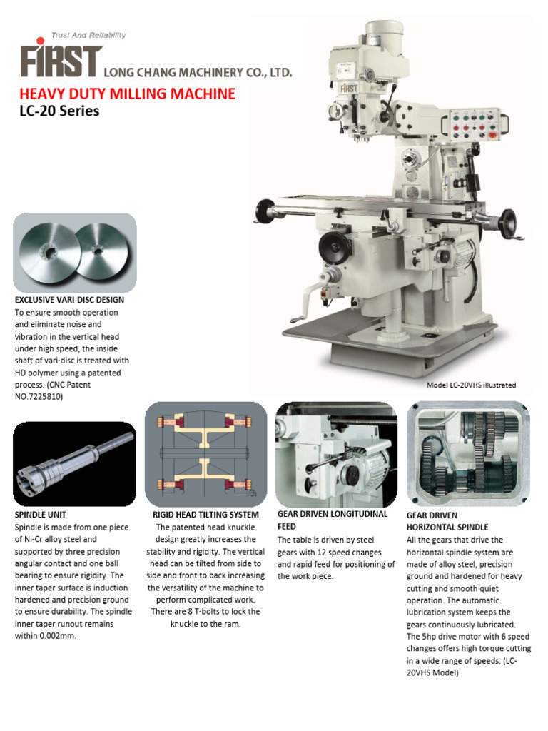 Heavy Duty Milling Machine LC-20 Series | PDF | Gear | Mechanical ...