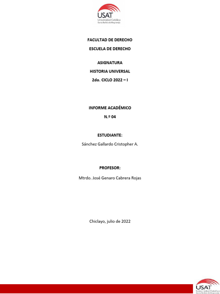 Informe 4 - Sánchez Gallardo Cristopher | PDF | Primera Guerra Mundial ...